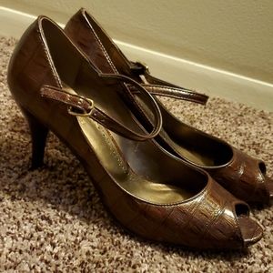 Predictions | Shoes | Copper Peep Toe Heel W Ankle Strap | Poshmark